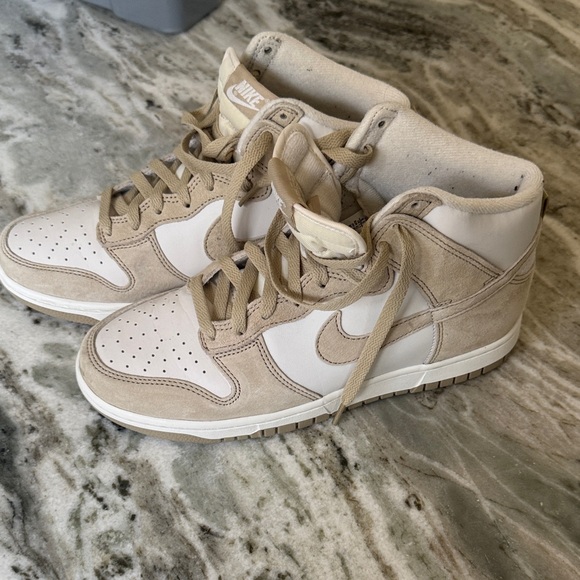 Nike | Shoes | Nike Hightop Sneakers In Tan And White | Poshmark